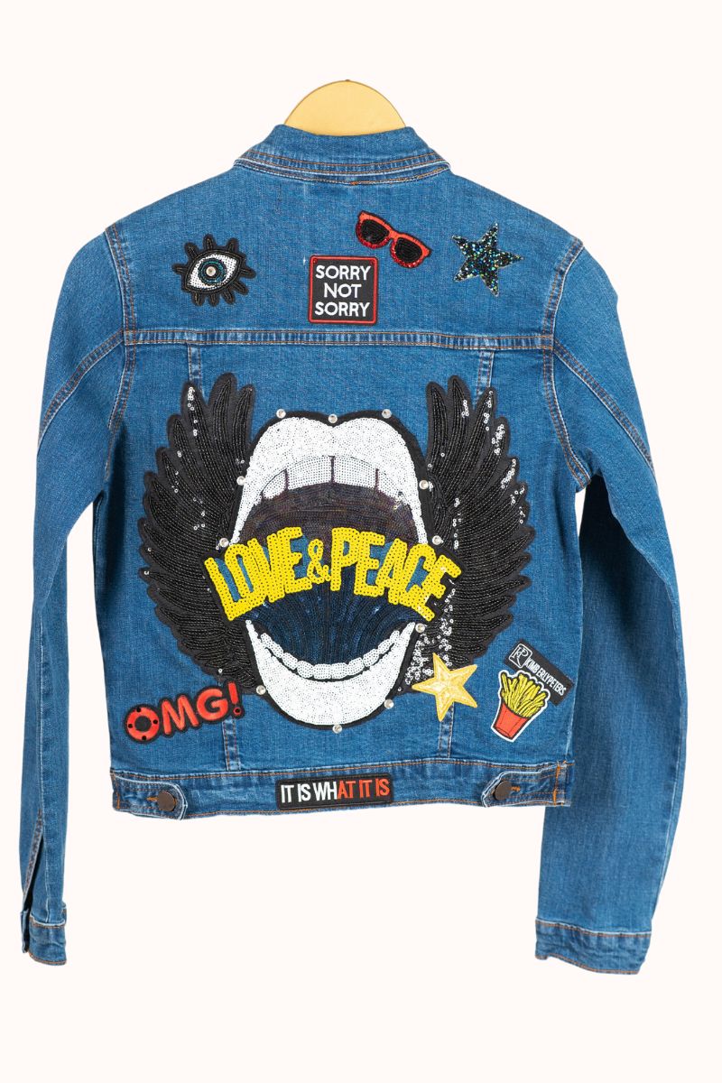 DENIM JACKET – LOVE PEACE – Wada Swag