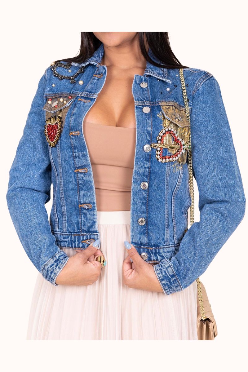 DENIM JACKET – CORAZÓN CORONA – Wada Swag